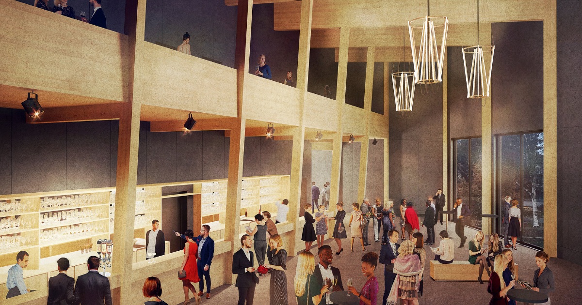 Temporary theatre made of wood by Blumer Lehmann