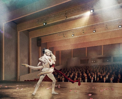 Temporary theatre made of wood by Blumer Lehmann