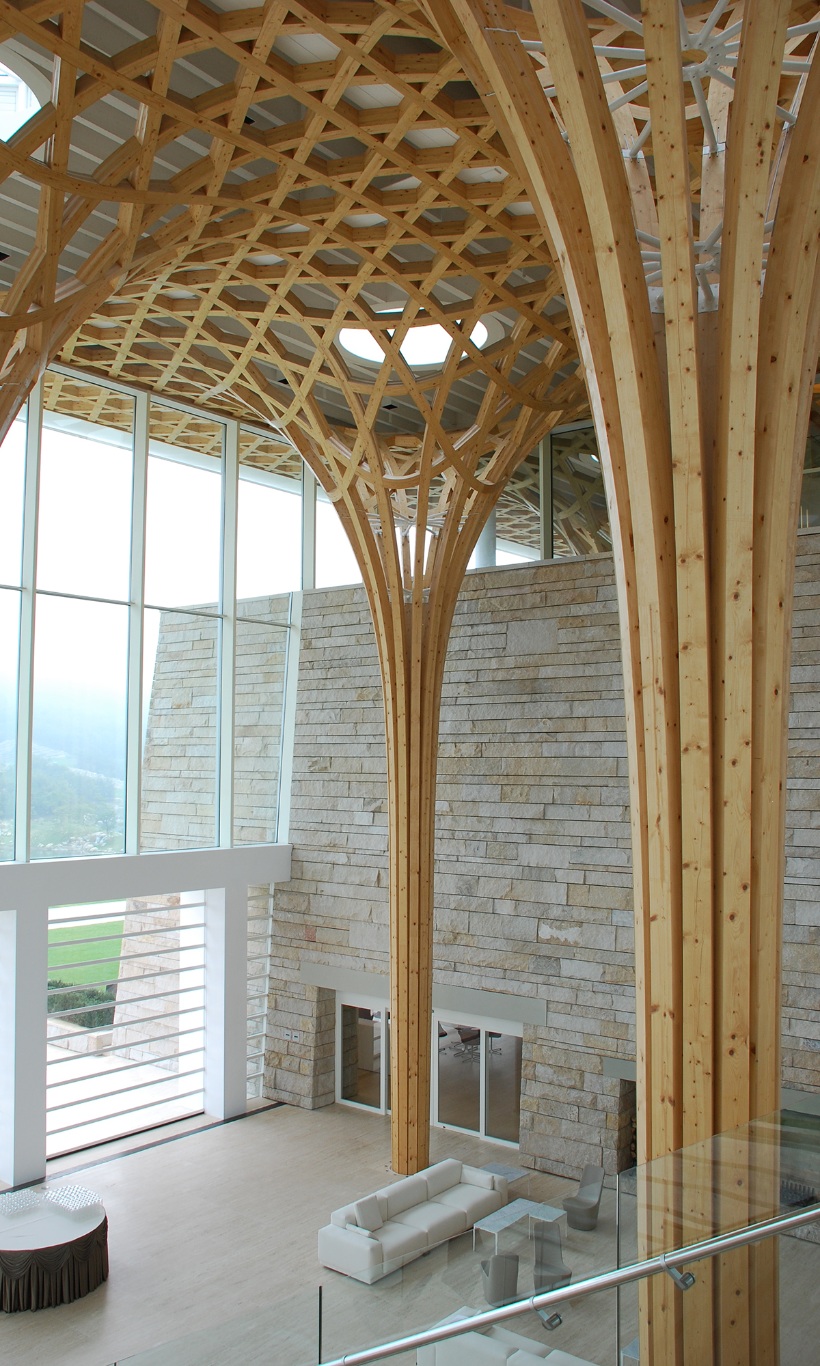 Haesley Nine Bridges Golf Resort | Free Form wood clubhouse